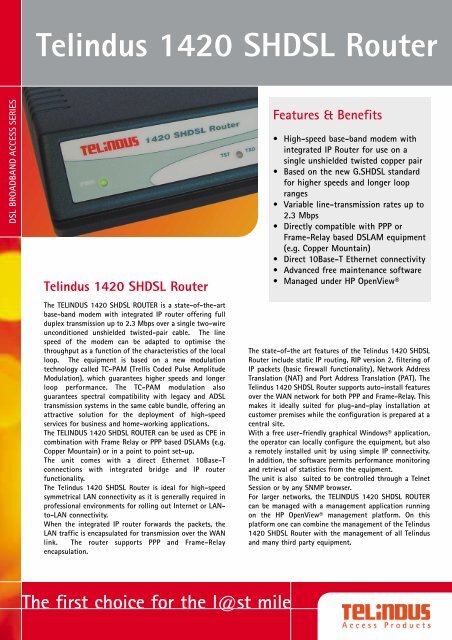 Telindus 1420 SHDSL Router - CompTek