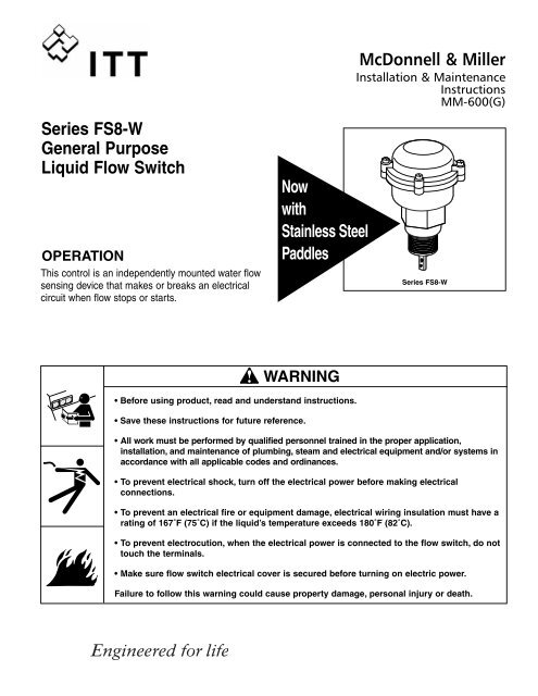 Series FS8-W General Purpose Liquid Flow Switch Now with ...