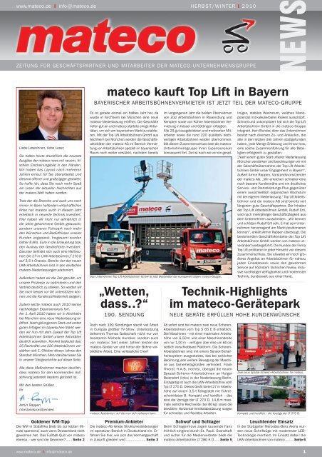 Technik-Highlights im mateco-Gerätepark mateco kauft Top Lift in ...
