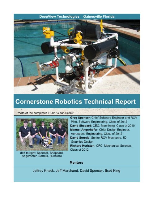 Cornerstone Robotics Technical Report - the Marine Advanced ...