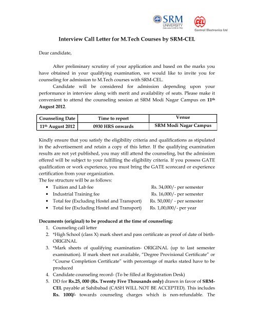 Job Interview Call Letter