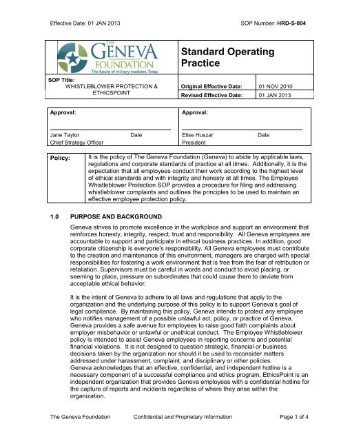 Whistleblower Policy - EthicsPoint