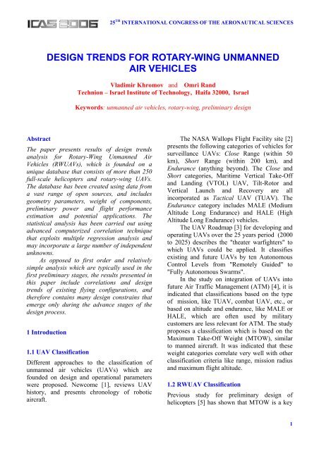 design trends for rotary-wing unmanned air vehicles