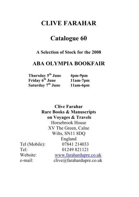 CLIVE FARAHAR Catalogue 60