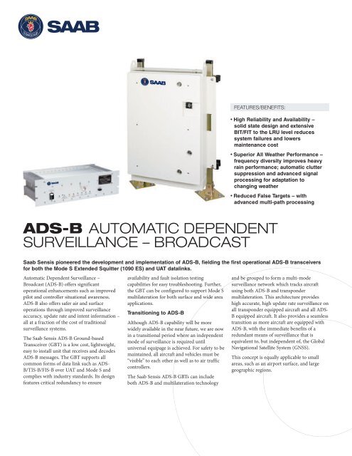 ads-b automatic dependent surveillance â broadcast - Saab Sensis