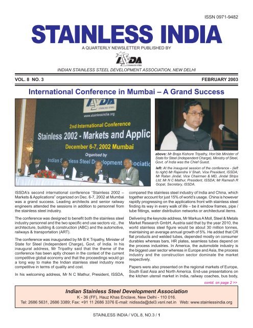 STAINLESS INDIA - Indian Stainless Steel Development Association