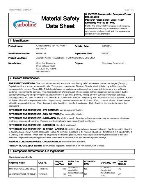 Material Safety Data Sheet - Carboline