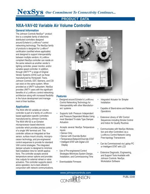 NXA-VAV-02 Variable Air Volume Controller ... - Johnson Controls