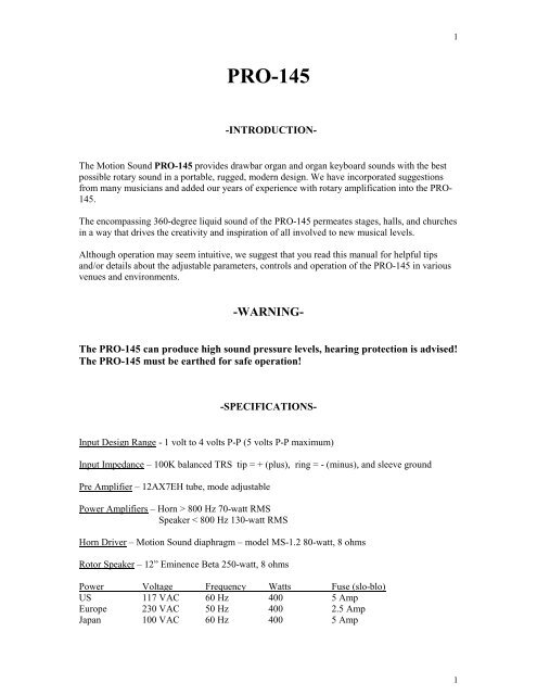 PRO-145 - Motion Sound