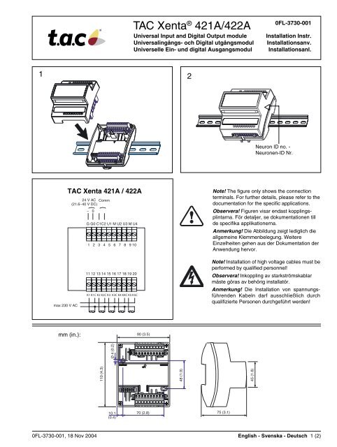TAC Xenta® 421A/422A - На npip-isu.ru