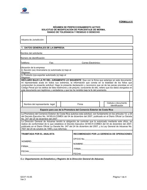 GUIA PARA LLENAR Y PRESENTAR LA SOLUICITUD ... - Procomer