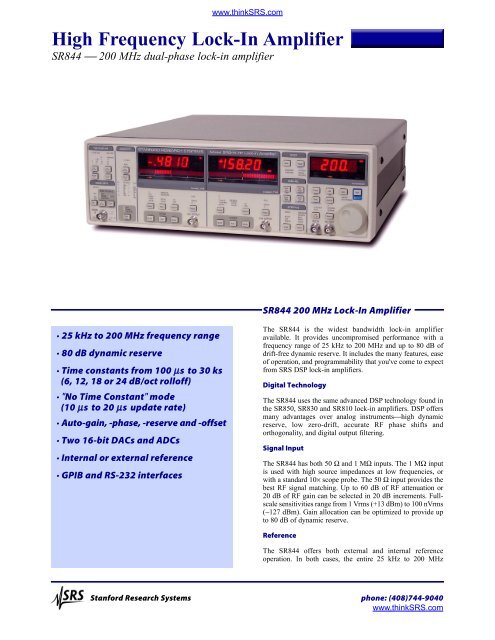 200 MHz RF Lock-In Amplifier