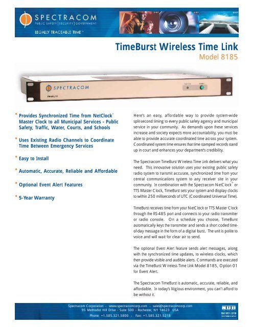 TimeBurst Wireless Time Link - Spectracom