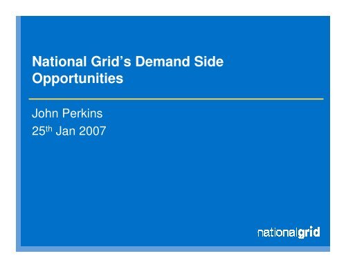 Frequency Control by Demand Management - National Grid