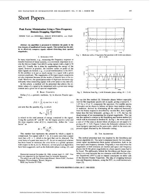 Peak Factor Minimization Using A Time Frequency Domain Swapping