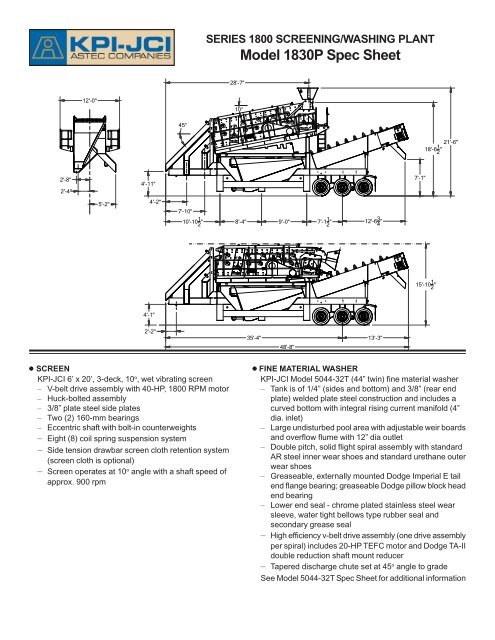 Model 1830P Spec Sheet - KPI-JCI