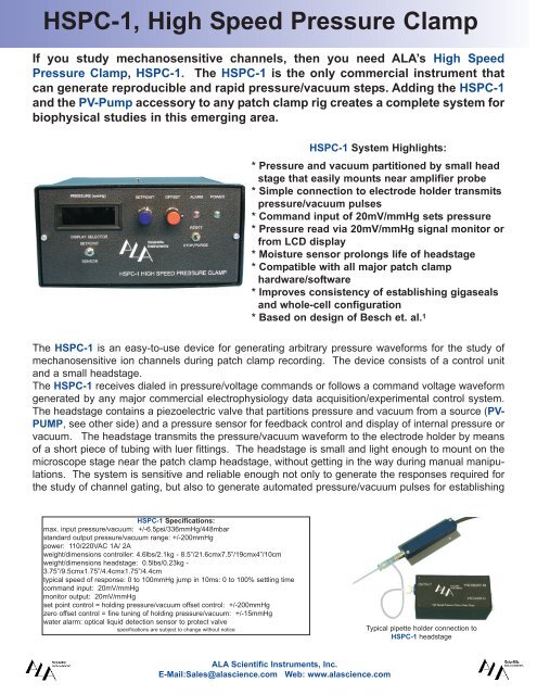 HSPC-1 Brochure - ALA Scientific Instruments
