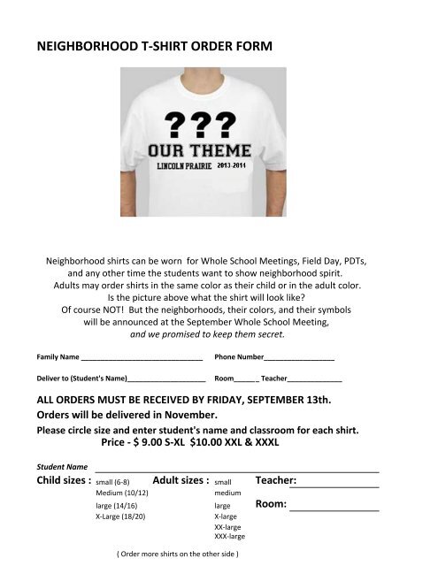 School Shirt Order Form
