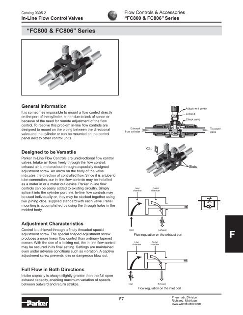 FC800-6 Parker Pneumatic Flow Control Valve Datasheet - MRO Stop