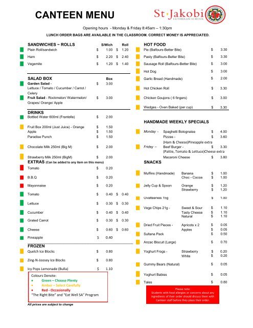 Copy of Copy of Canteen Menu updated Jan 2012.xlsx - St Jakobi ...