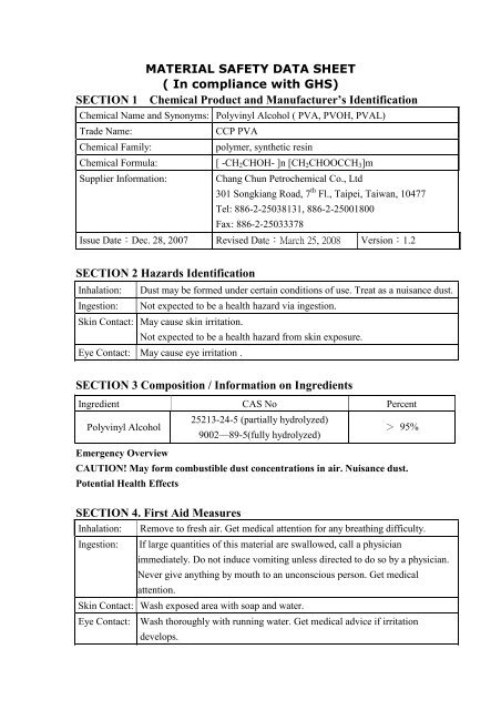 SECTION 1 Chemical Product and Manufacturer's Identification ...