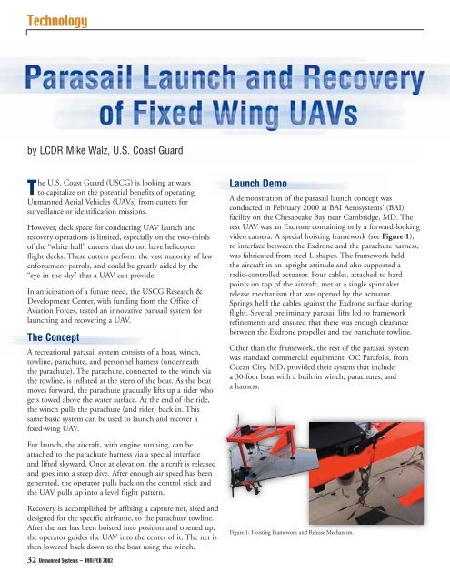 Parasail Launch and Recovery for Fixed Wing UAVs - Unmanned ...