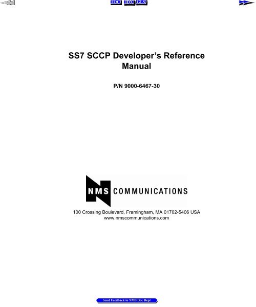 SS7 SCCP Developer's Reference Manual