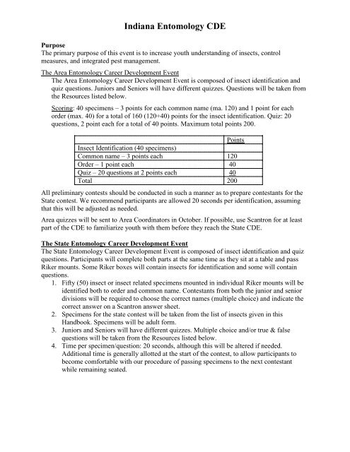 Indiana Entomology CDE - Indiana 4-H