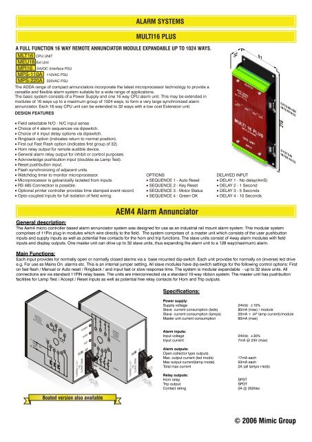 AEM4 Alarm Annunciator - Mimic Crafts