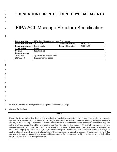 FIPA ACL Message Structure Specification