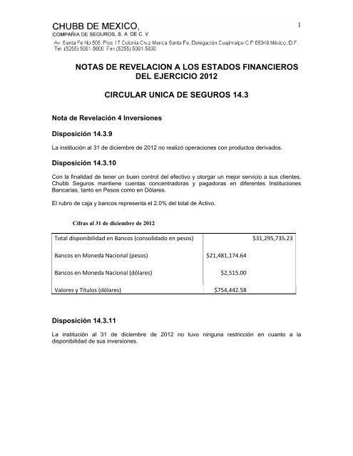 Notas de RevelaciÃƒÂ³n a los Estados Financieros