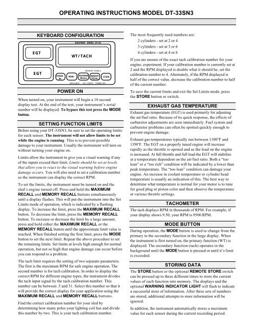 OPERATING INSTRUCTIONS MODEL DT-33SN3 - Digatron