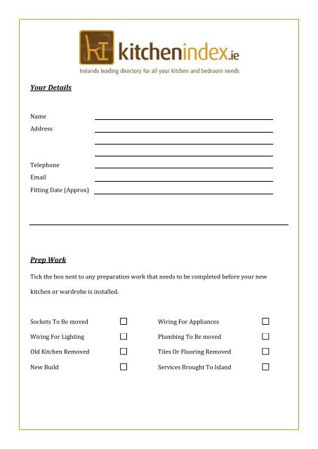 Kitchen Planning Checklist PDF