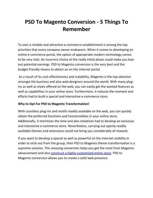 PSD To Magento Conversion - 5 Things To Remember