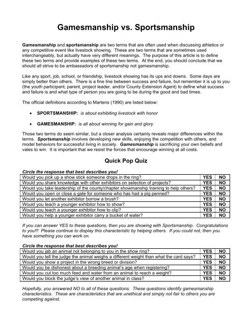 Gamesmanship vs. Sportsmanship - Extension Education in Comal ...