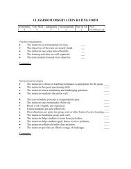 Classroom Observation Form