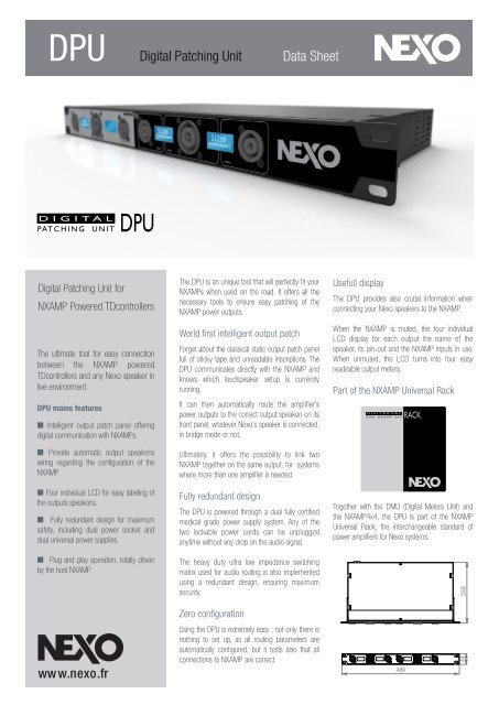 DPU Digital Patching Unit Data Sheet - Nexo