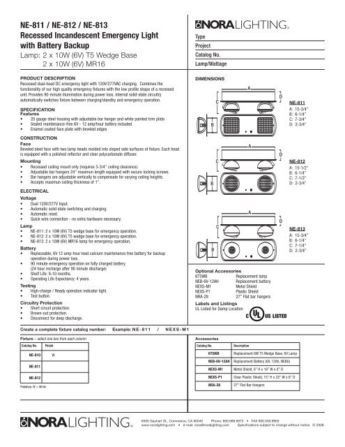 NE-811 / NE-812 / NE-813 Recessed Incandescent ... - Nora Lighting