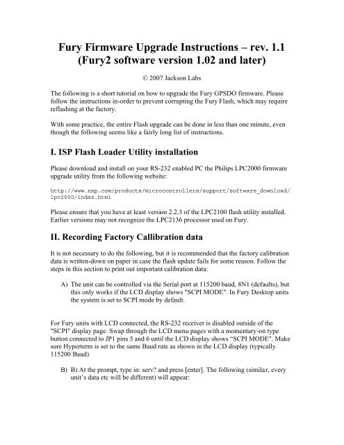 Fury Firmware Upgrade Instructions â rev. 1.1 (Fury2 software ...