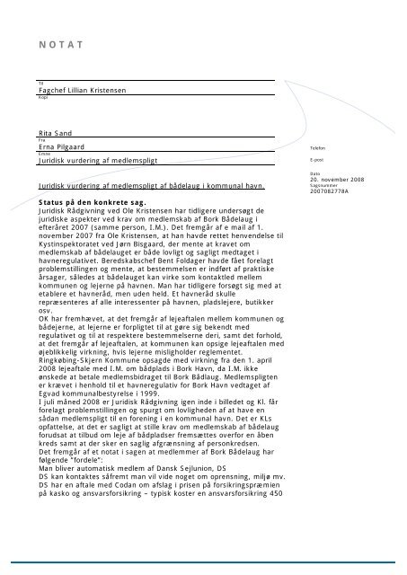 Notat fra kommunens juridiske afdeling.pdf - RingkÃ¸bing-Skjern ...