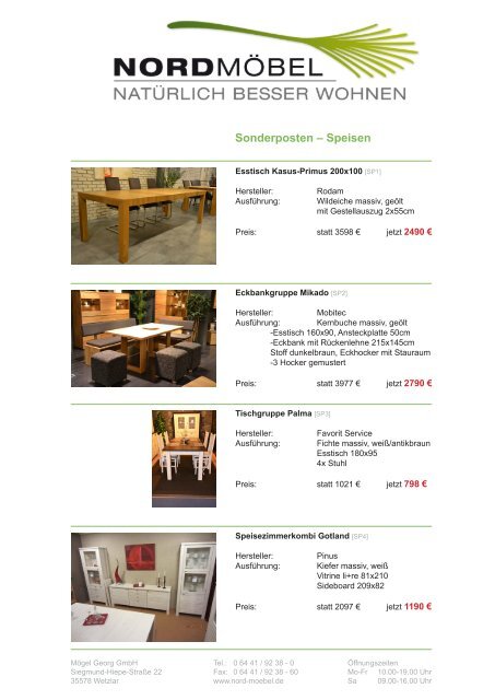 Sonderposten – Speisen - Möbel Georg GmbH