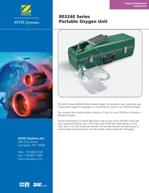 803240 Series Portable Oxygen Unit - AVOX Systems, Inc.