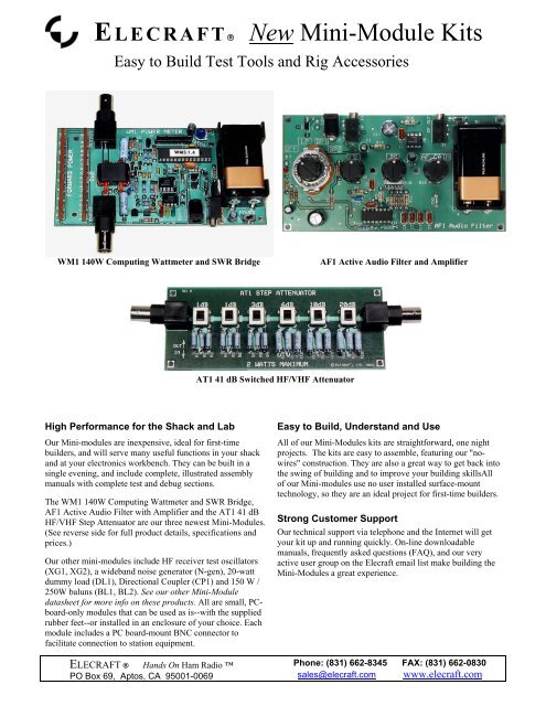 Mini Module Data sheet - Elecraft