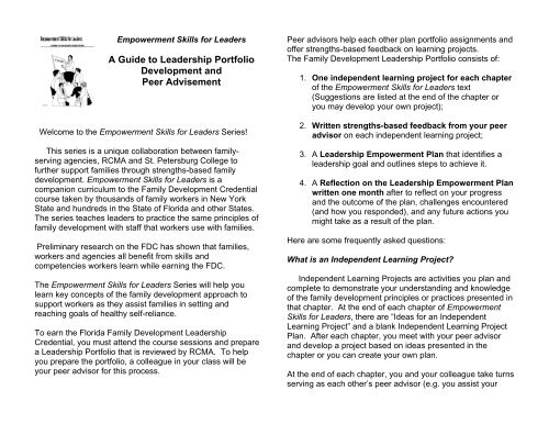 A Guide to Leadership Portfolio Development and Peer Advisement