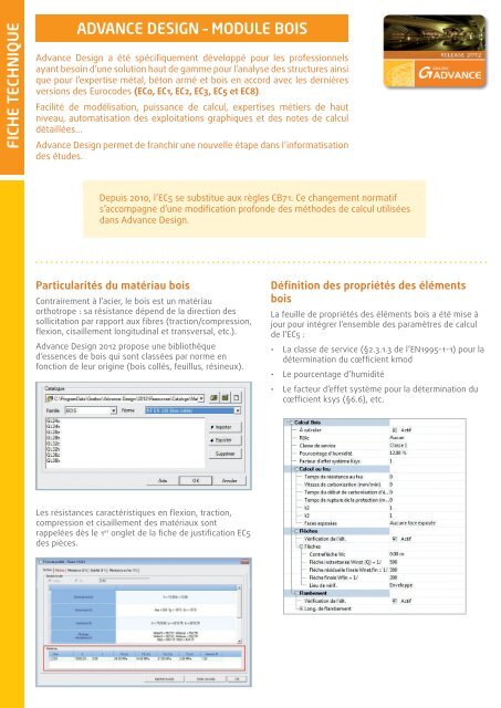FICHE TECHNIQUE ADVANCE DESIGN â MODULE BOIS - Graitec