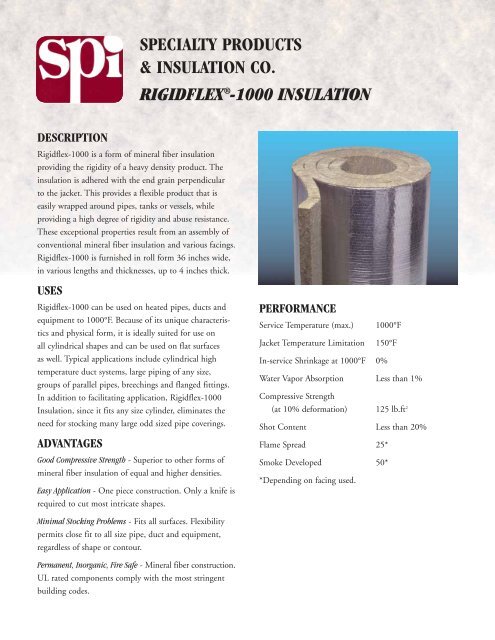 RigidflexÂ® -1000 Insulation Data Sheet - SPI - Specialty Products ...