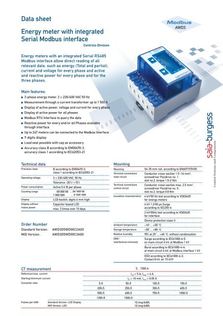 Data sheet Energy meter with integrated Serial ... - METERBUY