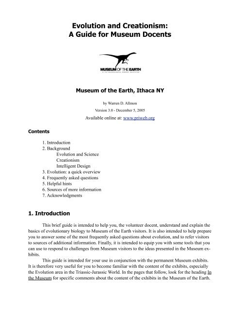 Docent Guide - Museum of the Earth