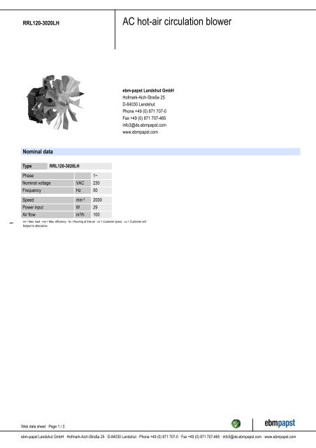 Data sheet [PDF] - ebm-papst