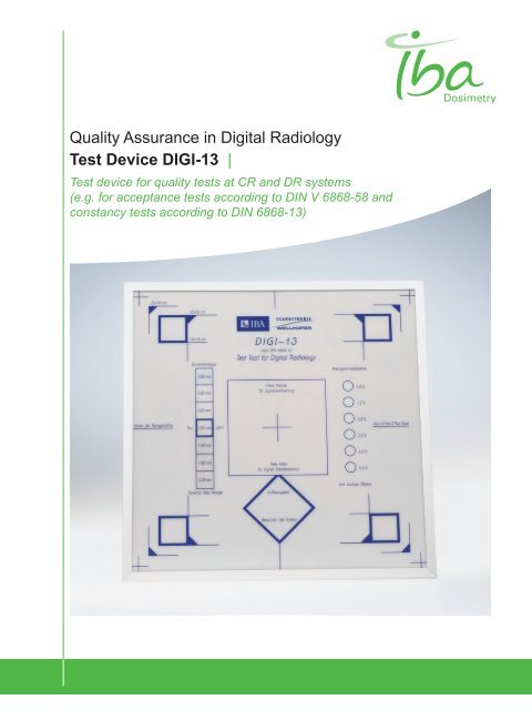 Test Device DIGI-13 - IBA Dosimetry